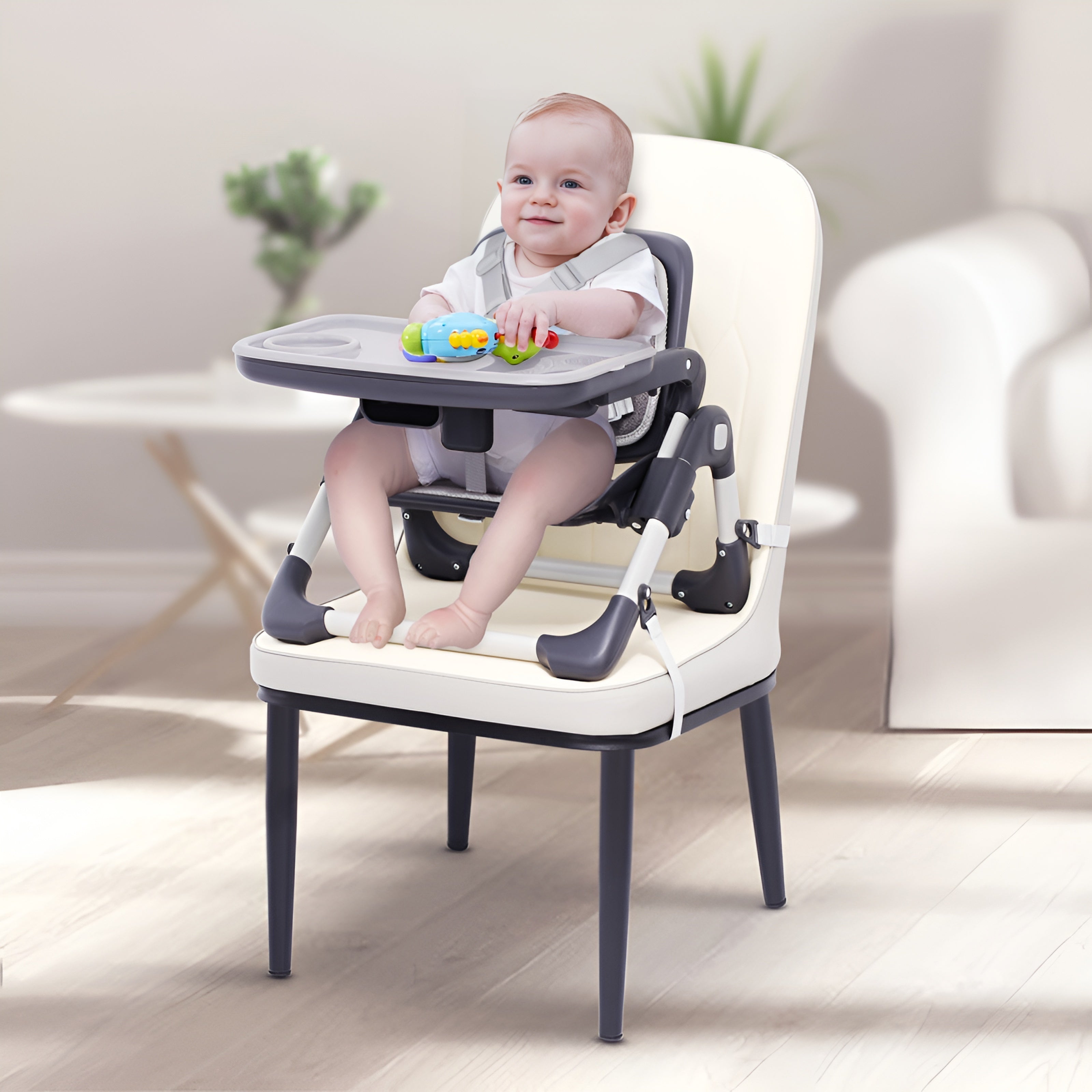 Kisdream Foldable Booster Seat Portable High Chair 2 IN 1 Toddler Boos